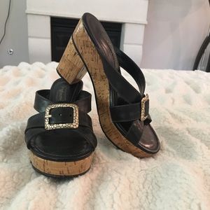 Brighton Shoes | Signature Black Heel Leather Sandals | Poshmark